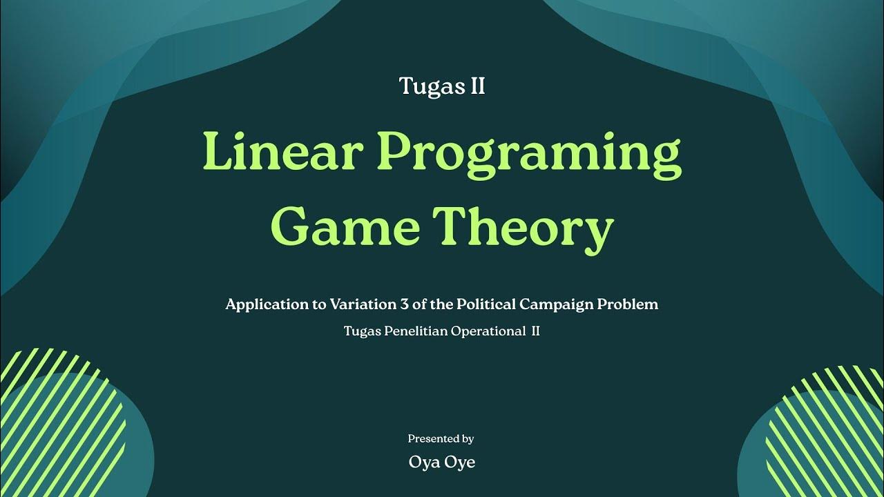 Linear Programing Game Theory - YouTube