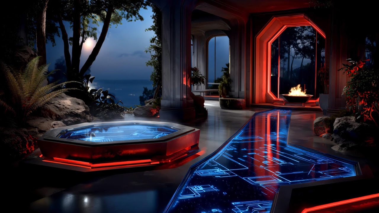 Neon Cyber Lounge Ambience | Tron Ares–Inspired Futuristic Patio - YouTube