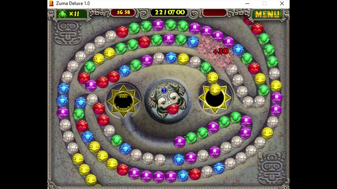 Zuma Deluxe #4 : Gauntlet Mode Sungod 58 Snake Pit Complete - YouTube