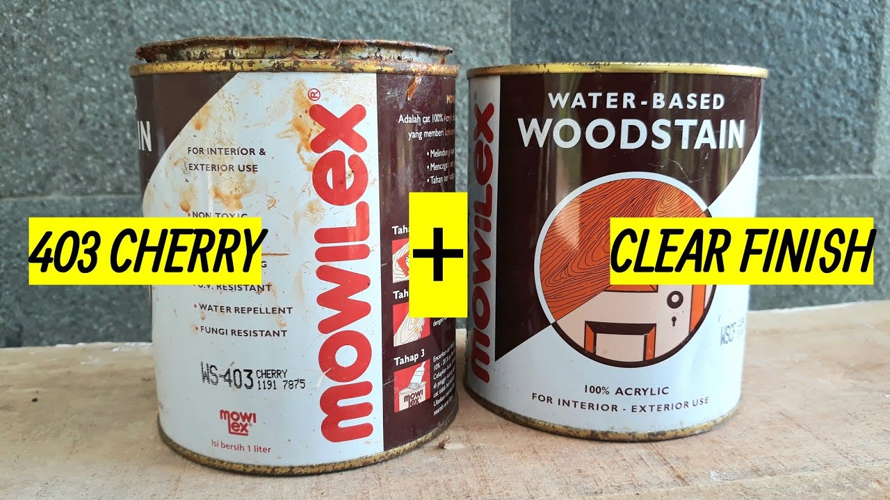 Hasil Plitur MOWILEX WOODSTAIN WS-403 Cherry + CLEAR Finish - YouTube