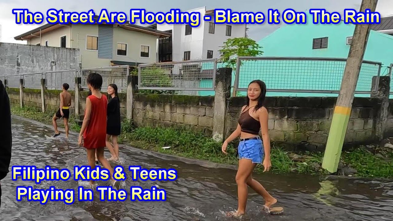 THE HOOD IS FLOODING - BLAME IT ON THE RAIN - FILIPINO KIDS PLAYING IN ...