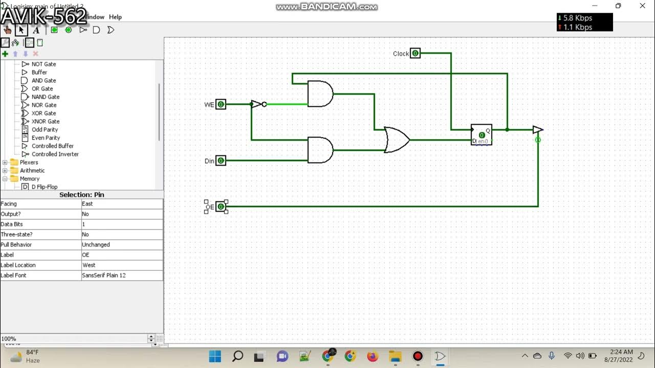 1. Memory Cell D filp flop in Logisim. - YouTube