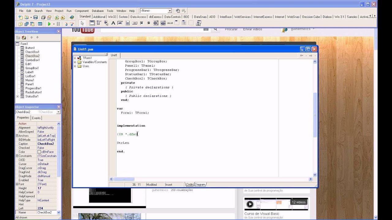 Delphi 7 - Conhecendo a IDE (02) - YouTube