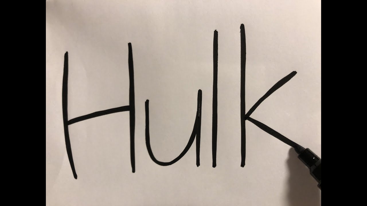 How to turn words " hulk " into a doodle on small paper - YouTube