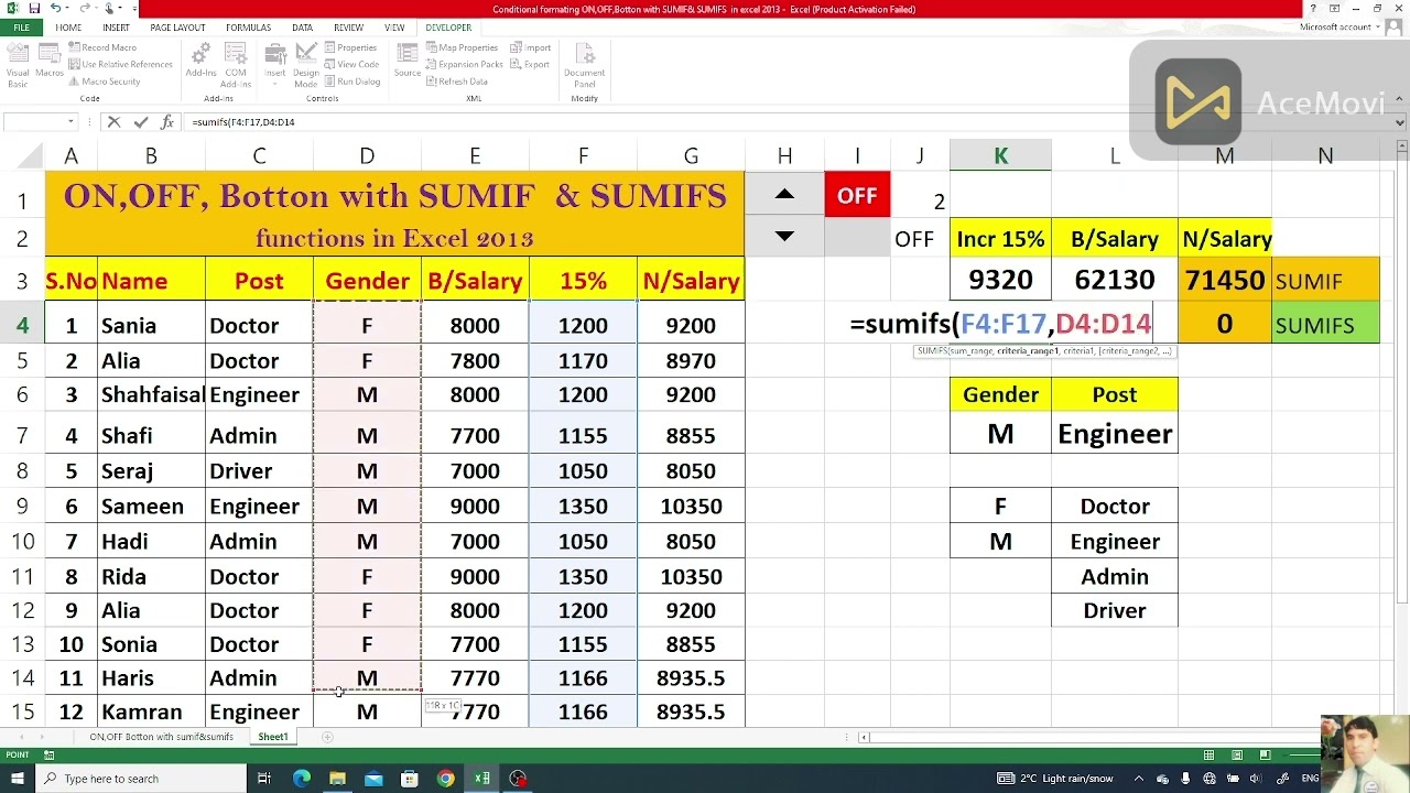 Conditional Formatting ON OFF Button With SUMIF SUMIFS In Excel 2013 Conditional Formatting ON OFF Button With SUMIF SUMIFS In Excel 2013