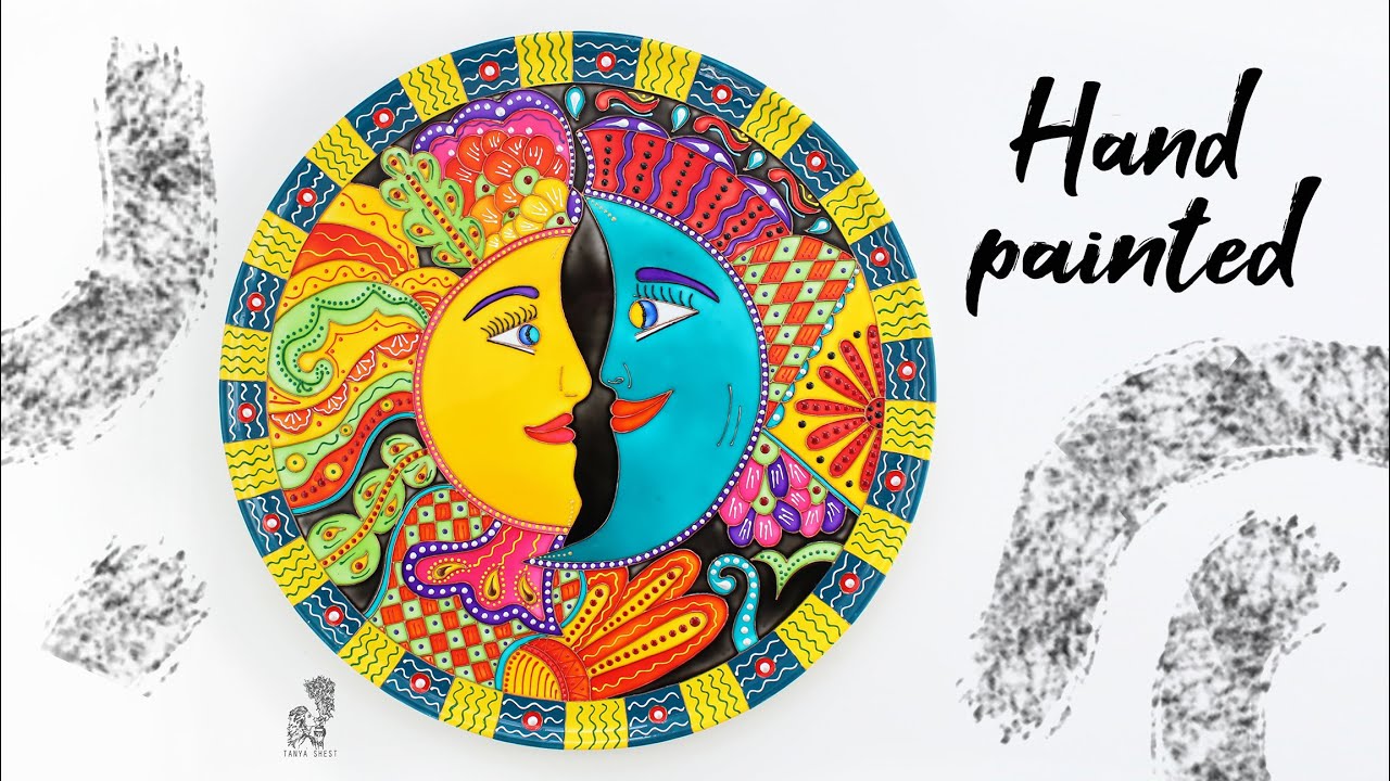 Mexican plate Sun and Moon // Hand painted - YouTube