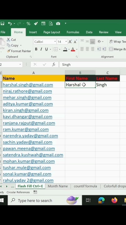 Flashfill Name in Excel | Flash Fill in Excel #shorts #viral #trending #exceltech #excel #tech ...