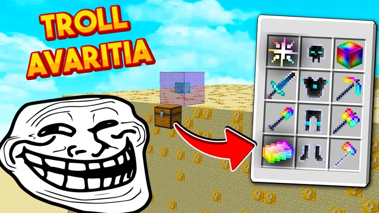 CubÃo De Lucky Block Troll Com Itens Do Avaritia No Minecraft Youtube