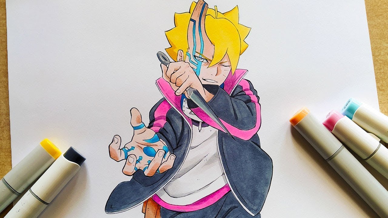 como desenhar o boruto modo karma desenho rapido - YouTube