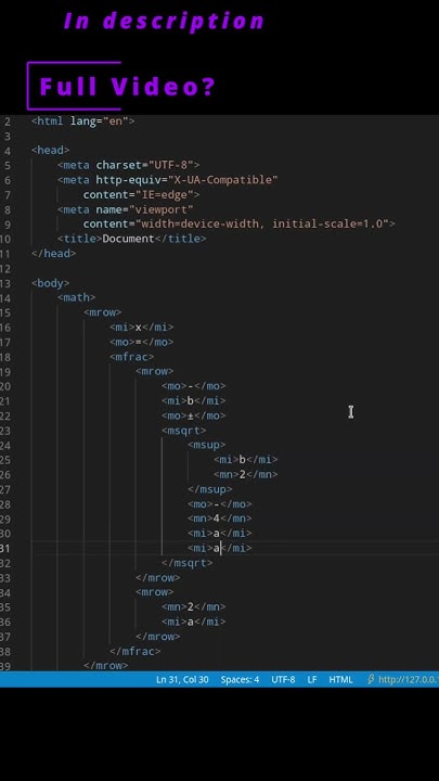 💻 HTML 28a 💻 Mathematical Markup Language 💻 #html #html5 #html5tutorial #html5course| - YouTube