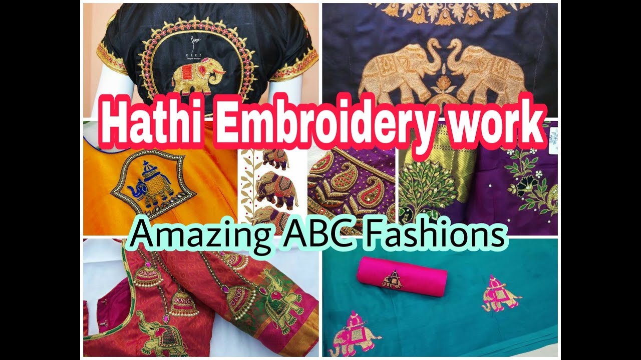 Elephant Embroidery Designer blouses, Special traditional designs ...