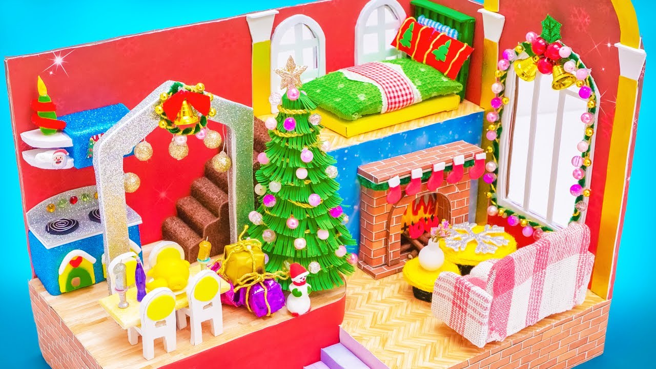 DIY Christmas House 🎄 Miniature House Crafts - YouTube