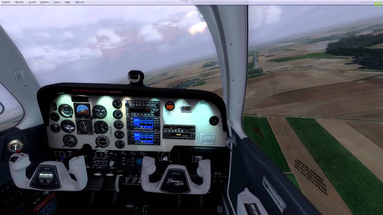 P3D Shared cockpit Bonanza A36 LFOB-LFAG - YouTube