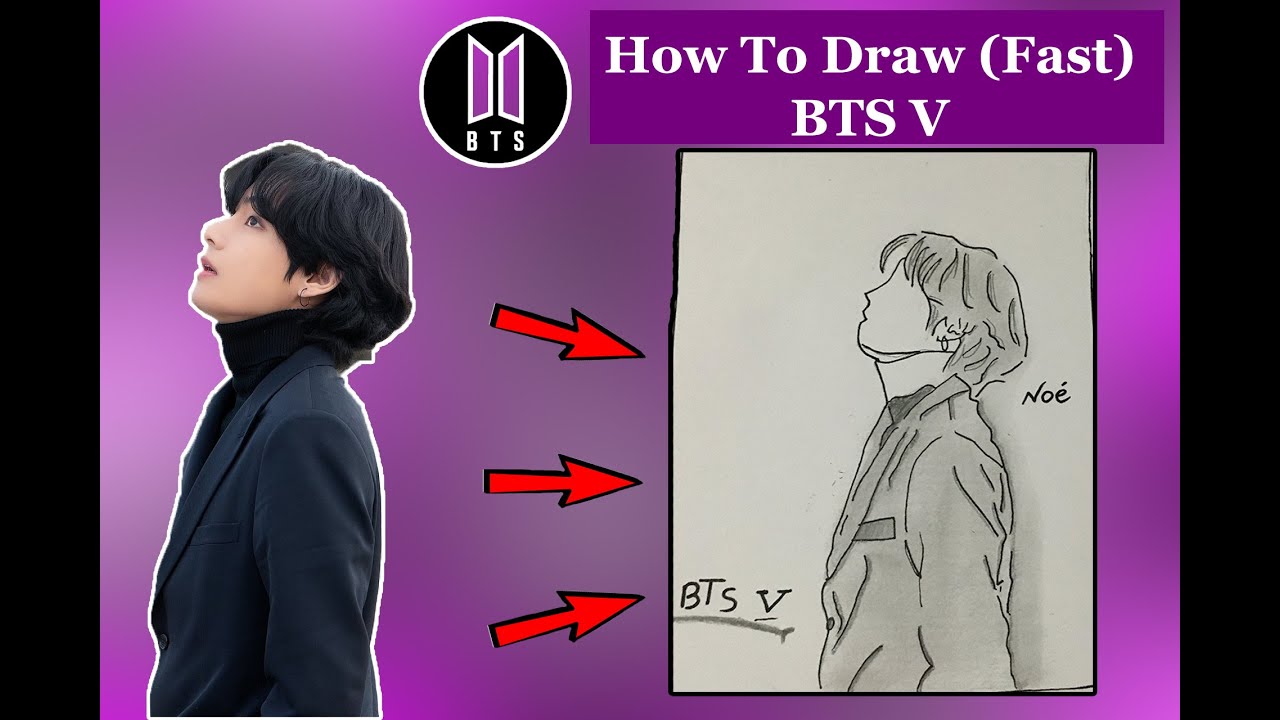 How To Draw BTS V - Kim Tae-hyung easy (fast) - YouTube