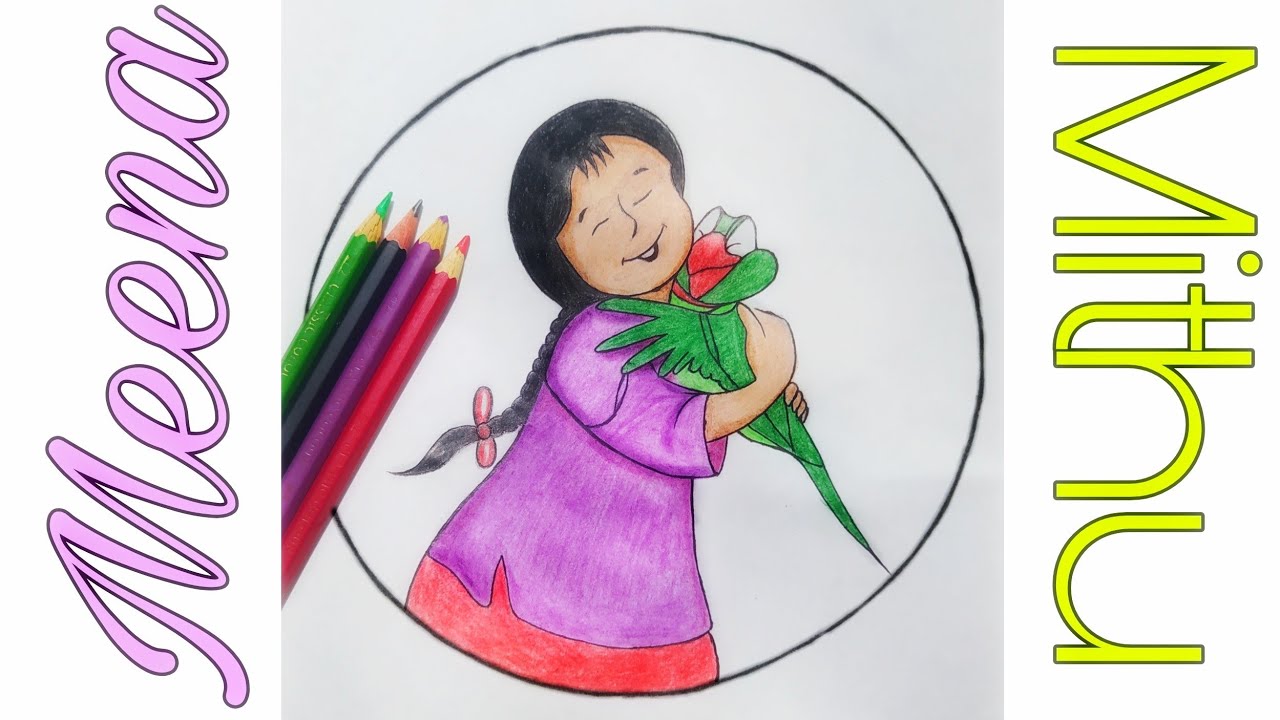 Meena cartoon drawing step by step - YouTube