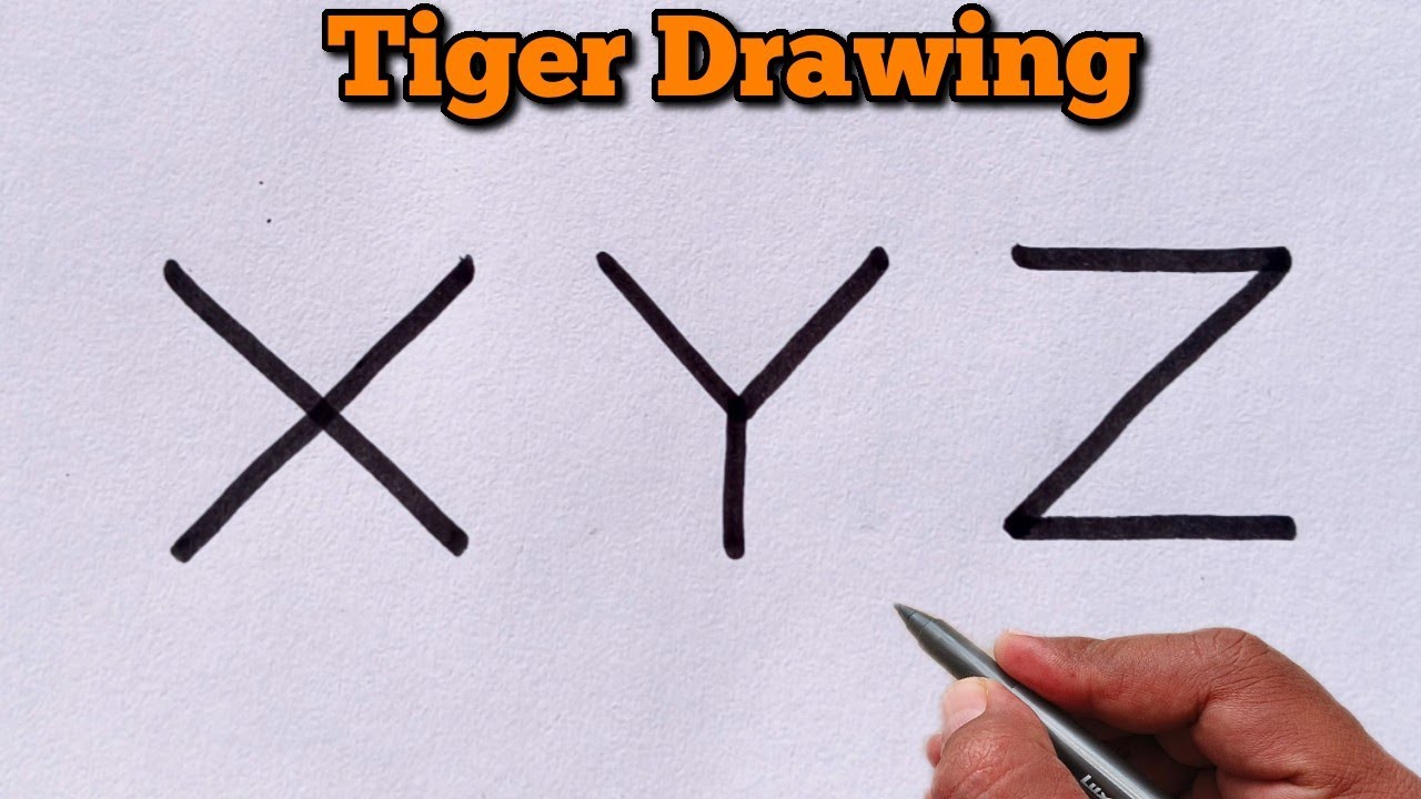 How to draw tiger from letter XYZ | Easy Tiger Drawing For Beginners ...