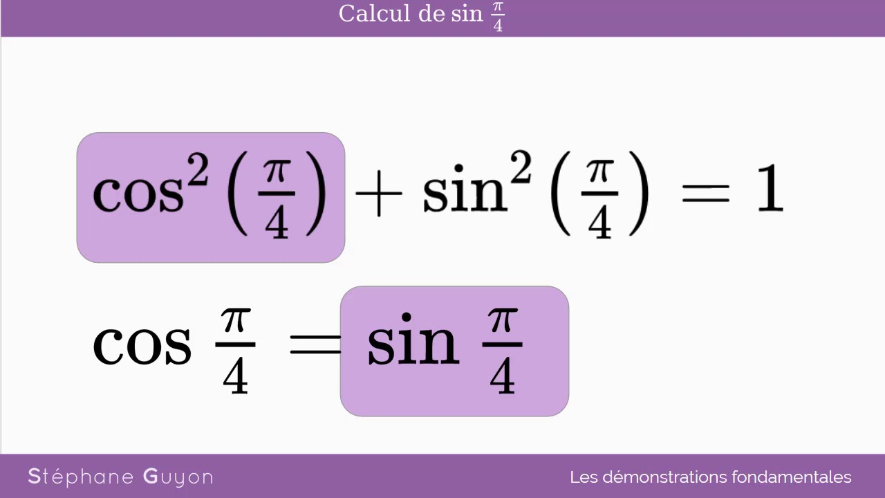 Trigonom trie Calculer Sin Pi Sur 4 YouTube