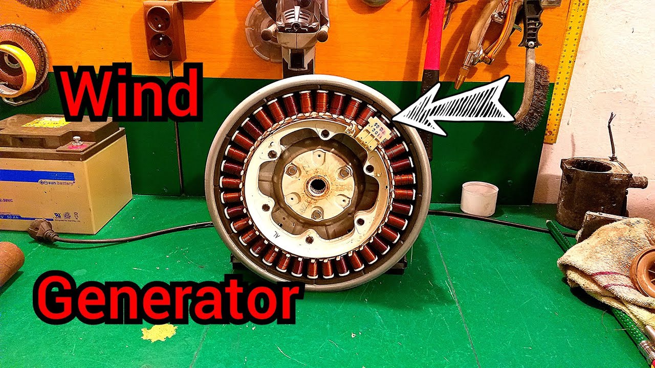 Generator for a wind farm from a washing machine engine. - YouTube