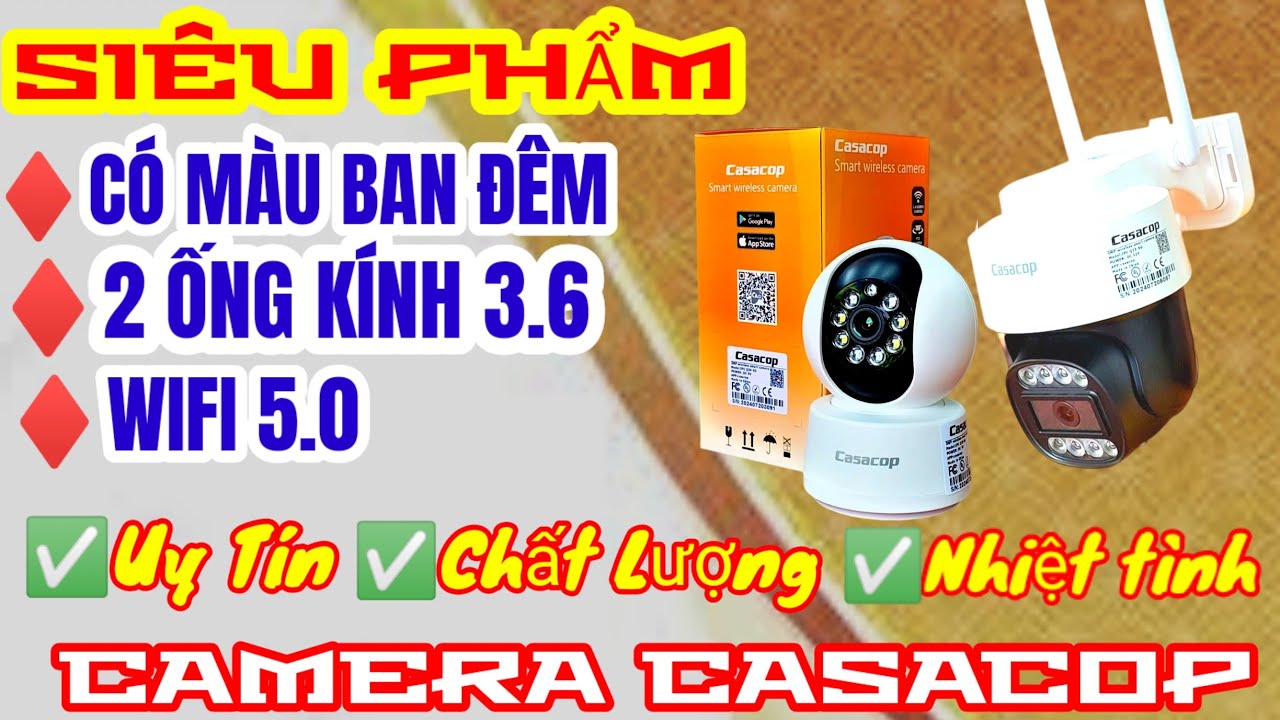 Review cặp camera chính hãng Casacop trong nhà và ngoài trời xoay, có ...