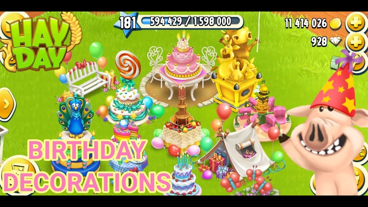 Hay Day - Birthday Cakes & Decorations (2015 - 2021) - YouTube
