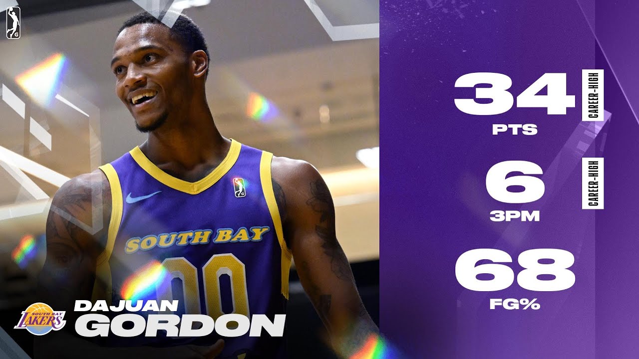 DaJuan Gordon Scores a CAREER-HIGH 34 PTS on 13/19 FG in Lakers' Win ...