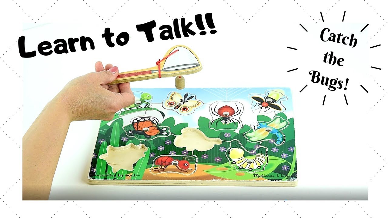 Learn to talk! Bug Puzzle! Words, sounds, songs, video modeling - YouTube