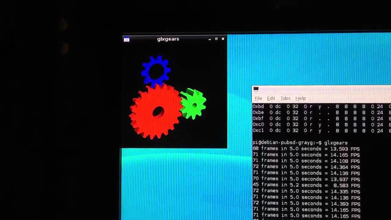 Raspberry Pi running glxinfo and glxgears - YouTube