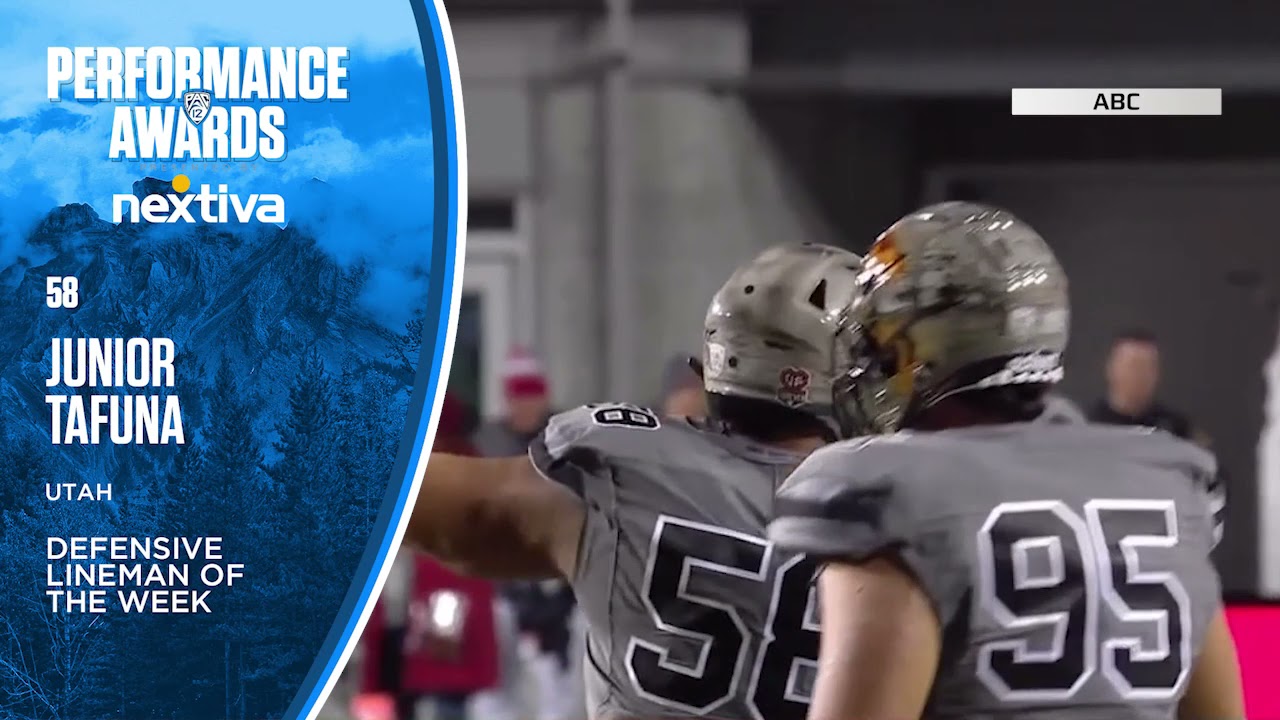 Utah's Junior Tafuna named Pac-12 Defensive Lineman of the Week - YouTube