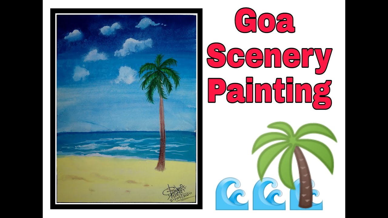 Goa Coconut Tree painting using Water Colours - YouTube