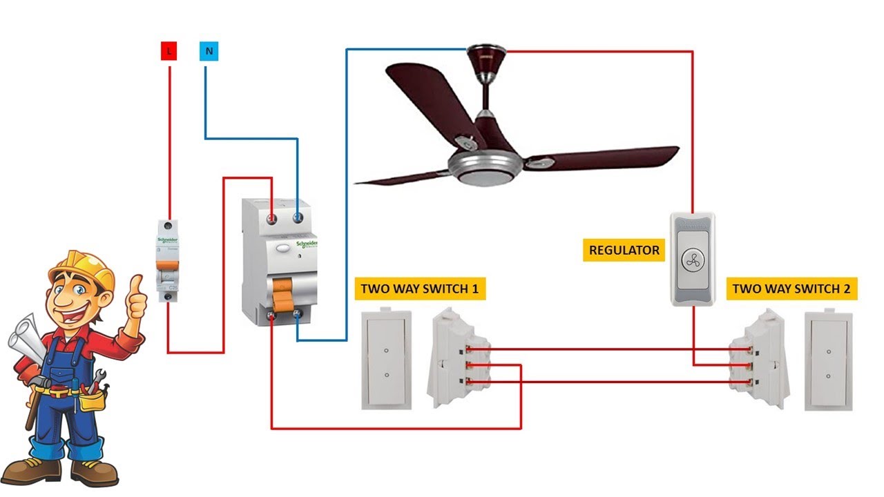 two way switch fan regulator connection diagram - YouTube