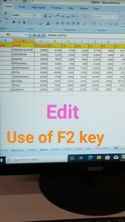 Use of F2 key in Ms Excel #excel #computer #suntek #shorts - YouTube