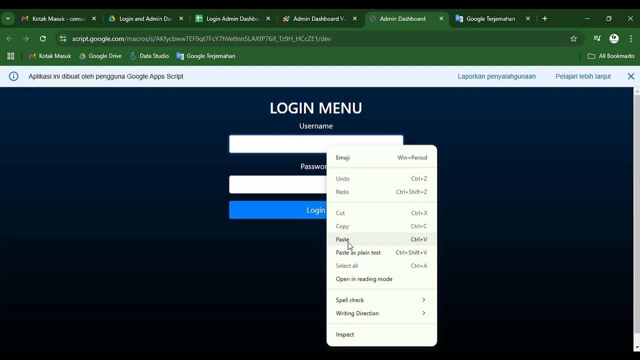 Apps Script - Login Admin Dashboard CP - V.2 (Member) - YouTube