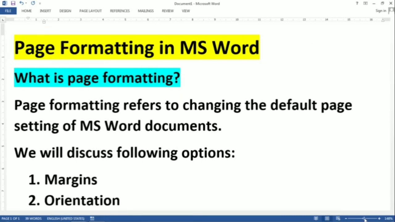 MS Word 2013 Page Formatting Options MS Word 2013 Tutorial YouTube MS Word 2013 Page Formatting Options MS Word 2013 Tutorial YouTube