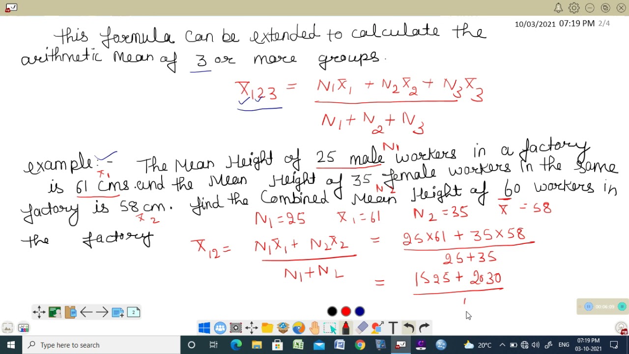 how to calculate combined Arithmetic Mean(HPU SYLLABUS) - YouTube