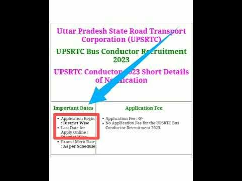 UPSRTC BUS CONDUCTOR RECRUITMENT 2023 | Road Transport | #upsrtc #road #mts #recruitment #tiktok ...