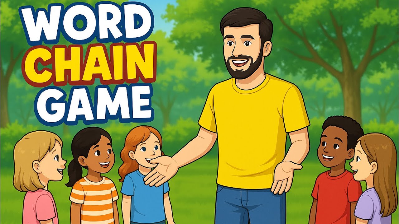 WORD CHAIN GAME with kids | Fun Vocabulary Game in the Garden ! - YouTube