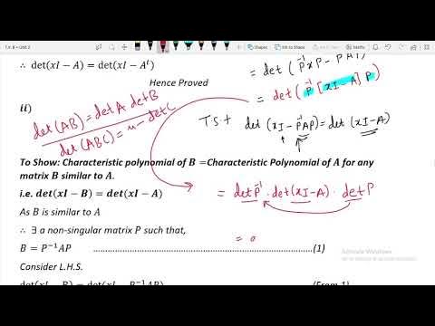 Similar Matrices have same Characteristic polynomials | Eigenvalues and Eigenvectors - YouTube