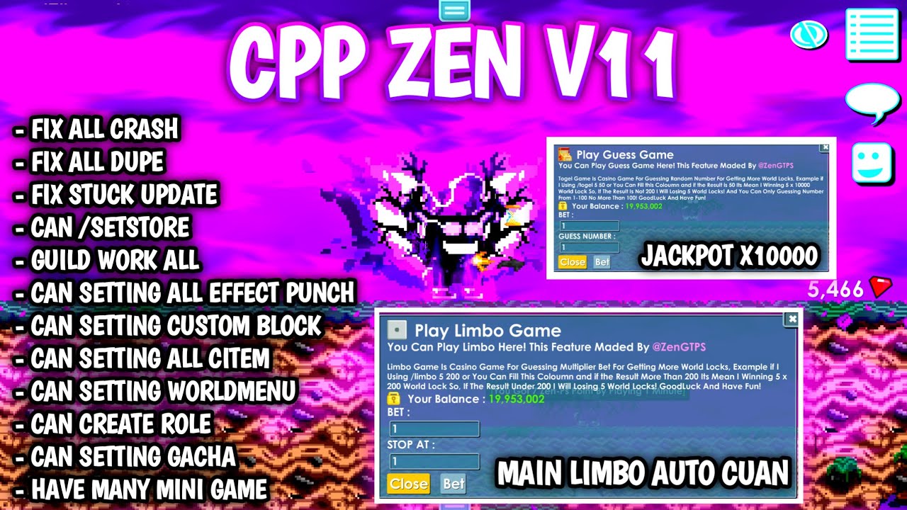 Cpp Growtopia Private Server 2023🔥cpp Zen V11😱 Bisa Main Growdice Cuy🔥 Youtube