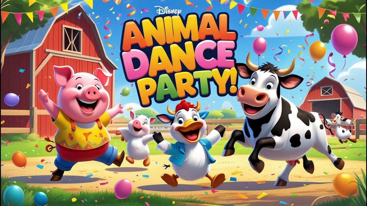 Animal Dance Party Song for Kids | Fun Farmyard Rhyme with Dancing ...