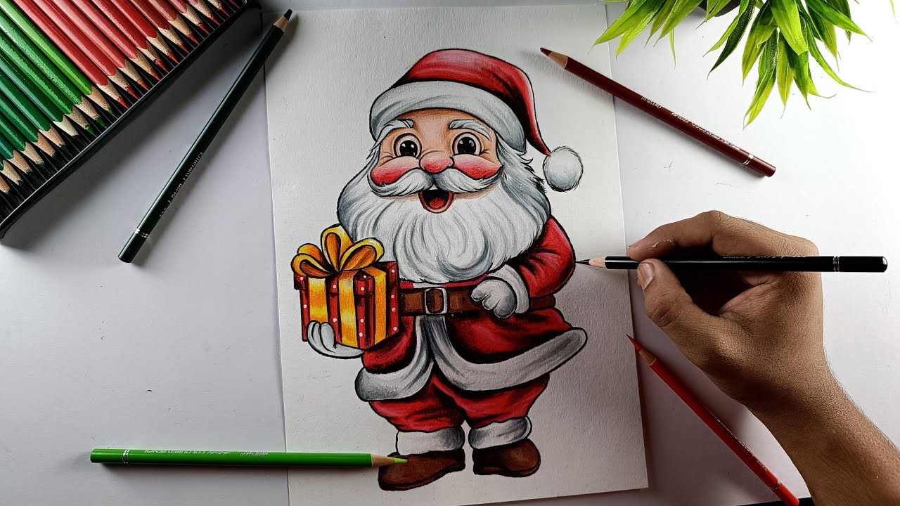 Cute Santa Claus Drawing , Christmas Day Santa Claus Drawing 😍 - YouTube