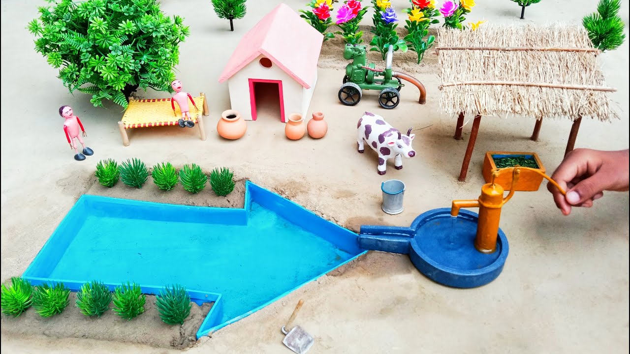 Arrow shape mini swimming pool and how to make cowshed | diy mini ...