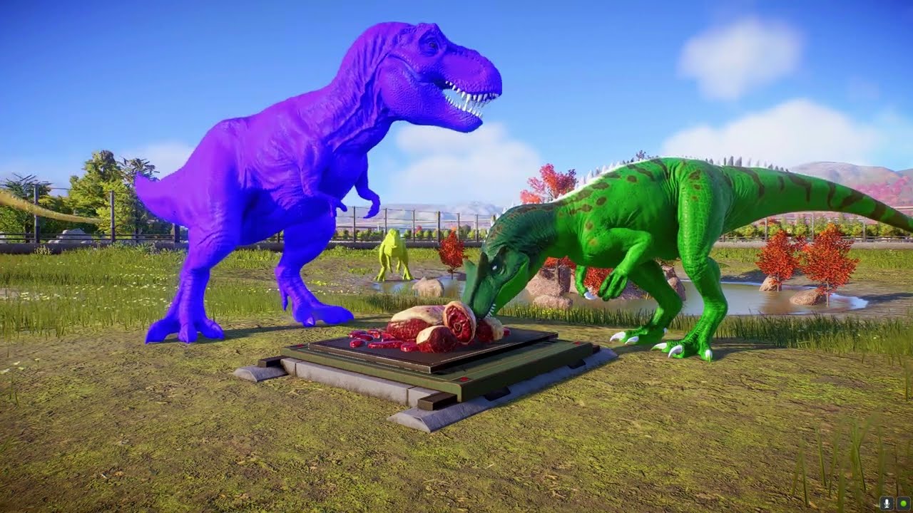 The Rainbow Dinosaurs break the cage and attack the visitors Colorful ...