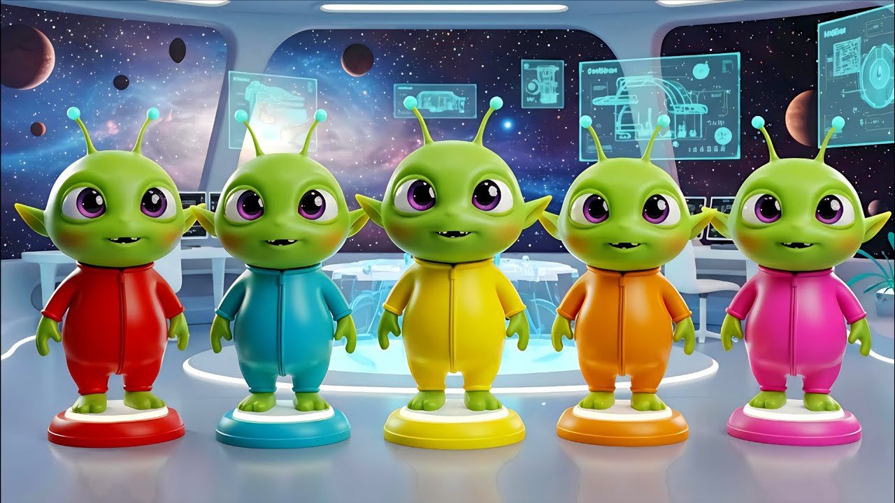 Counting Song & Colors Song! | Five Little Aliens | 3D Animated Nursery ...