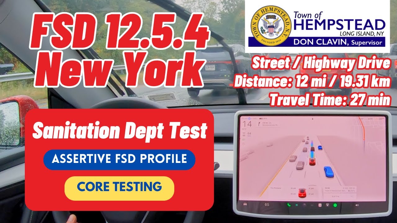 Tesla FSD Supervised v12.5.4 Town of Hempstead Sanitation Dep Test ...