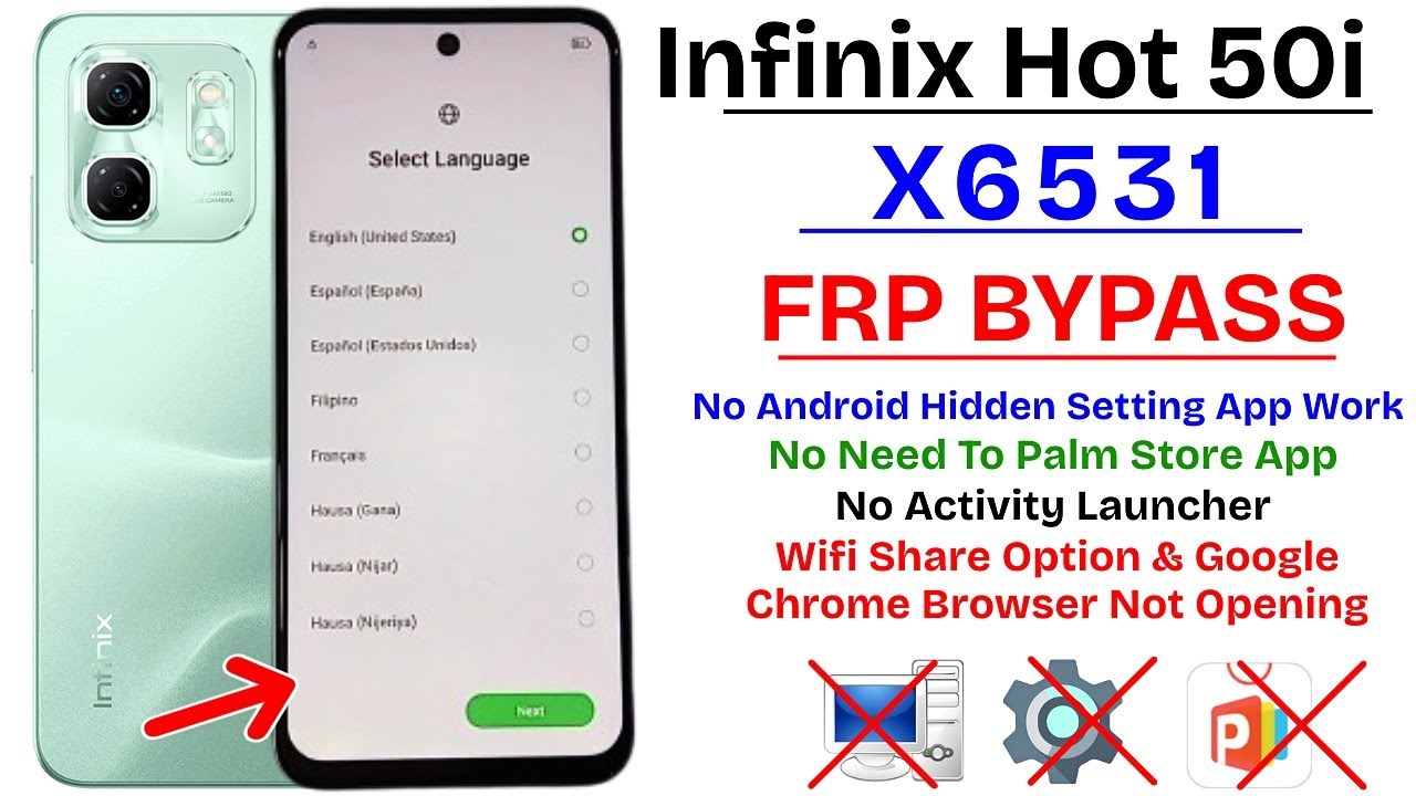 Infinix Hot 50i Frp Bypass Android 14 | Infinix X6531 Google Account ...