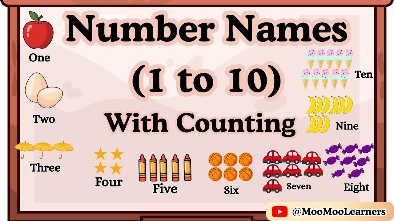 1 to 10 Number Names & Counting | Easy Learning | Moo Moo Learners ...