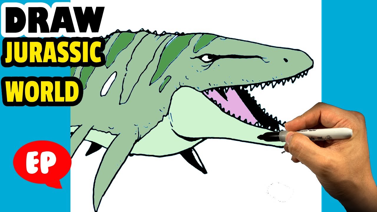 How to Draw JURASSIC WORLD REBIRTH - Mosasaur - YouTube