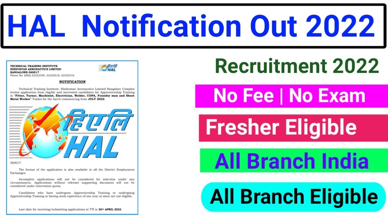 HAL job notification 2022/Freshers/All Latest jobs/HAL vacancy/smart ...