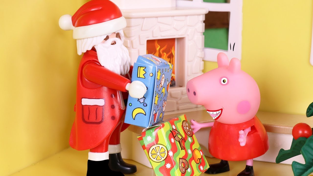 Peppa Pig Toys in English 🐷 Santa Claus Brings Peppa Some gifts for ...