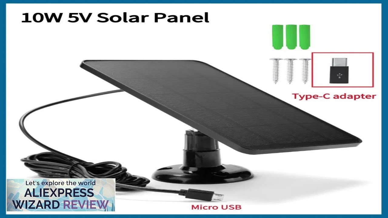 10W 5V Solar Panel 2in1 Micro USB+Type-C Solar Panels Outdoor Solar ...